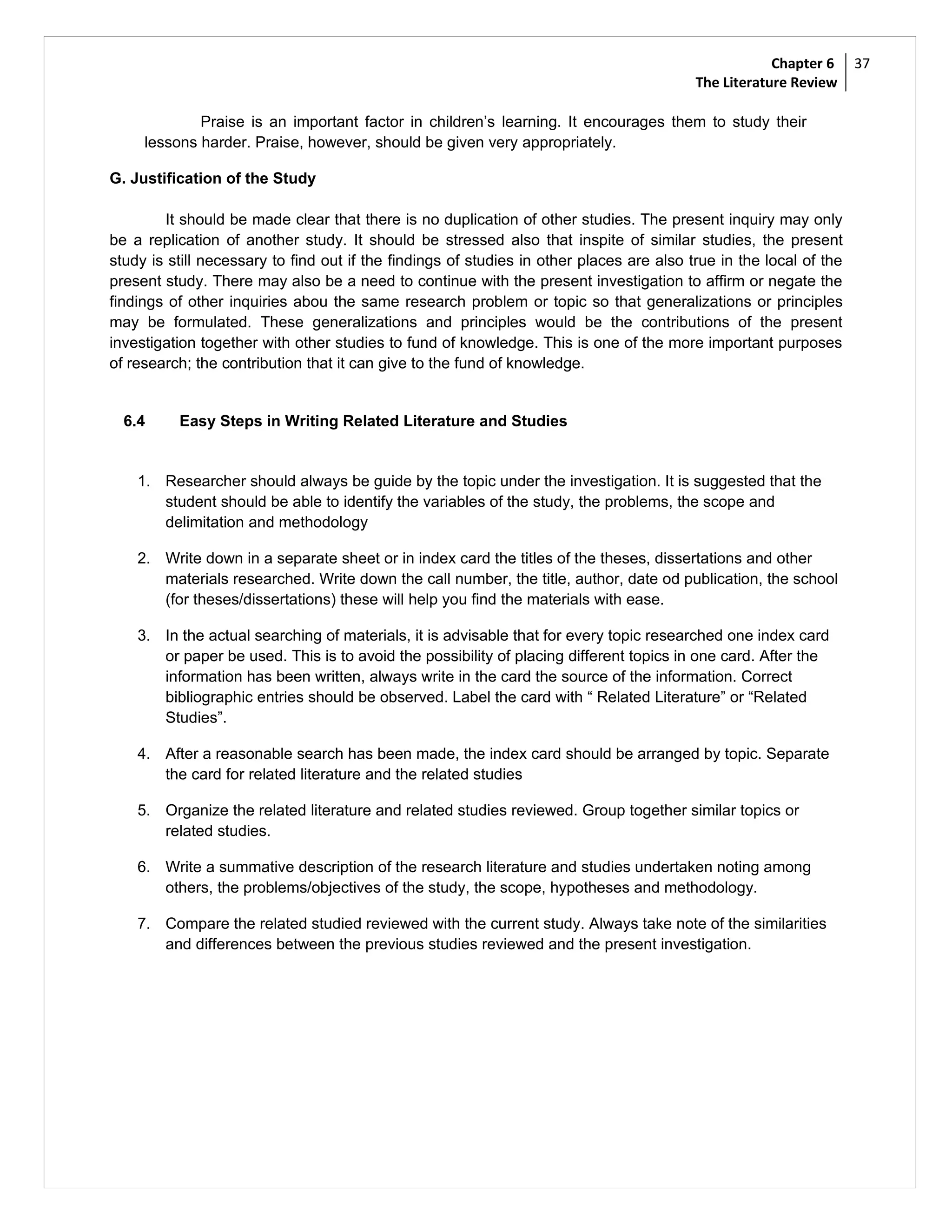 Chapter 6 the review of related literature and studies | DOC