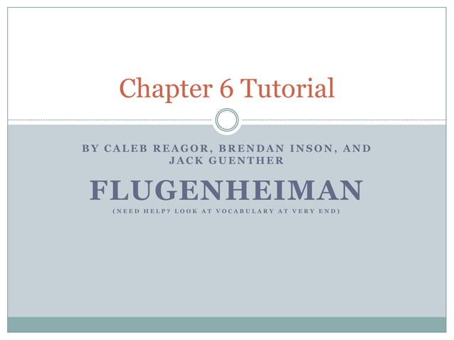 Chapter 6 Tutorial | PPT