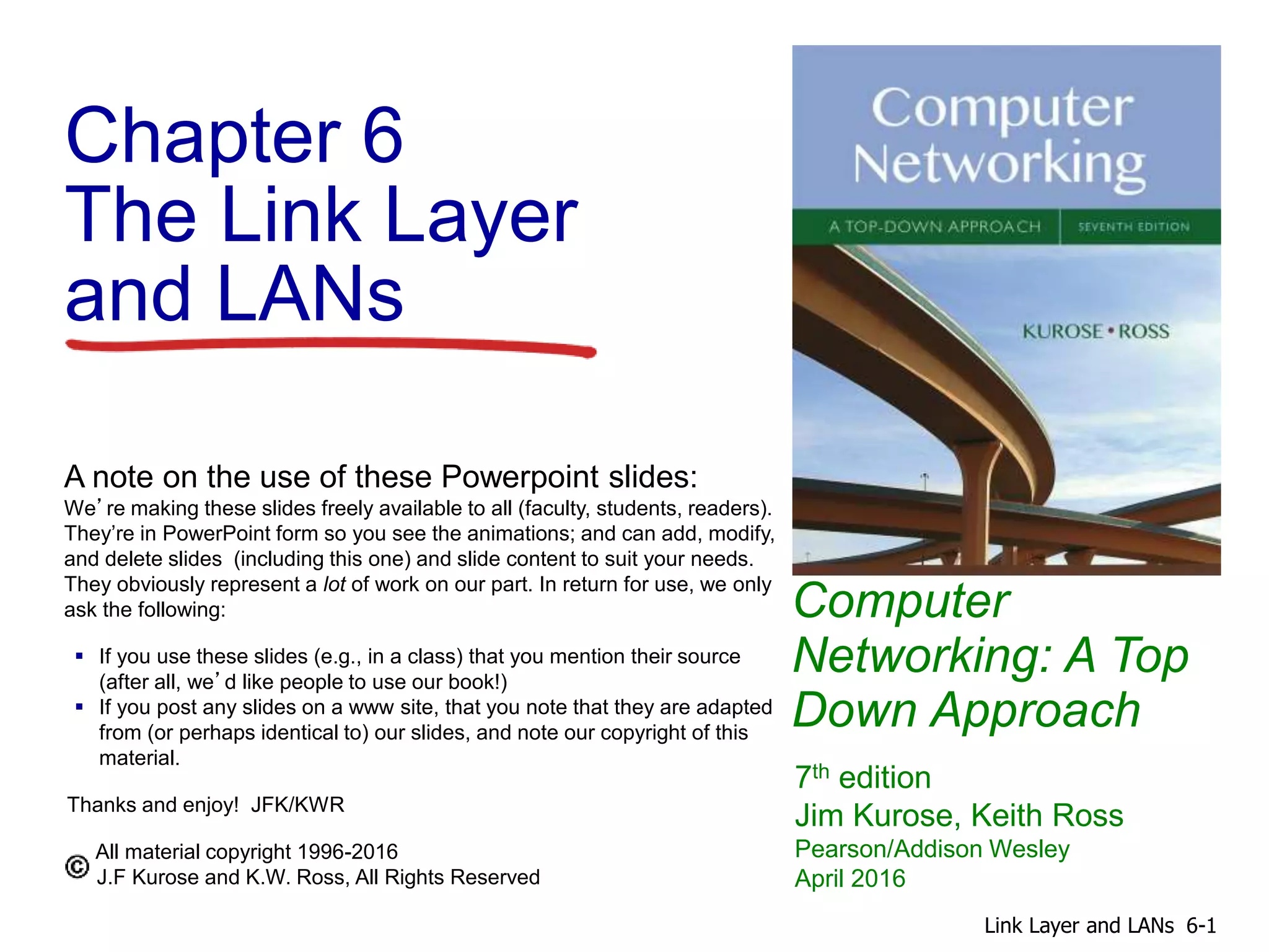 Chapter 6 Computer Networking A Top Down Approach 7th Ppt
