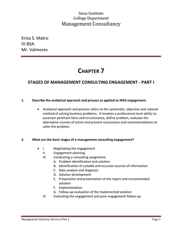 Chapter 7 Management Concultancy by Cabrera | DOCX | Management ...