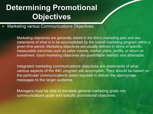 Establishing Objectives and Budgeting for the Promotional Program ...