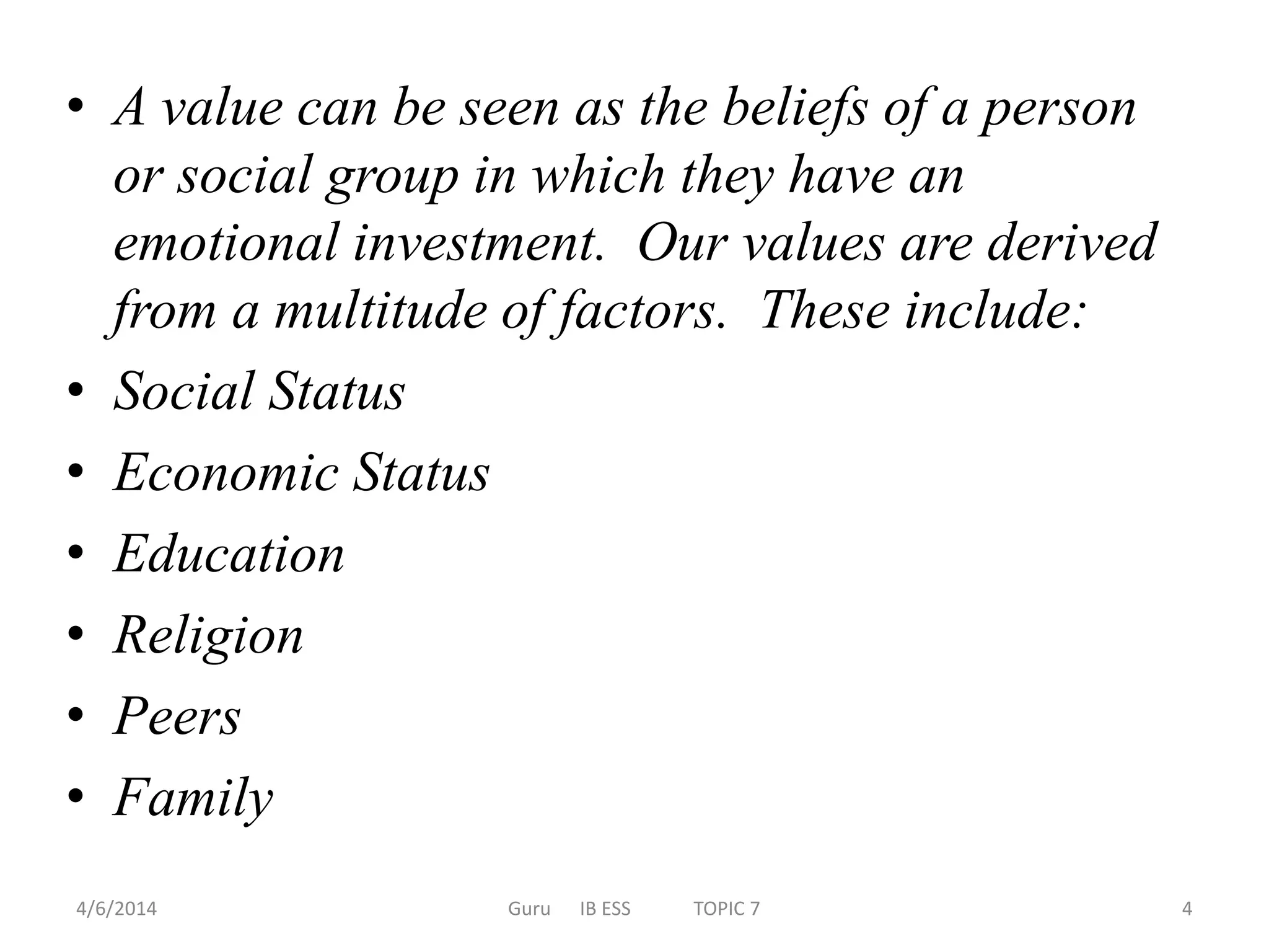 IB ESS Chapter 7.Environmental Value System | PDF