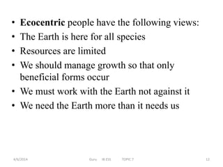IB ESS Chapter 7.Environmental Value System | PDF