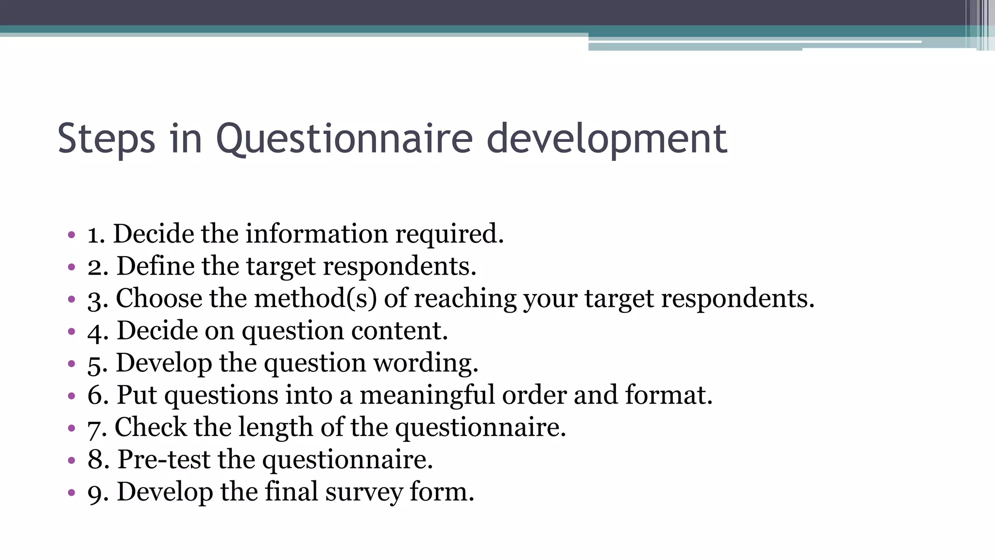 Questionnaire development | PPTX