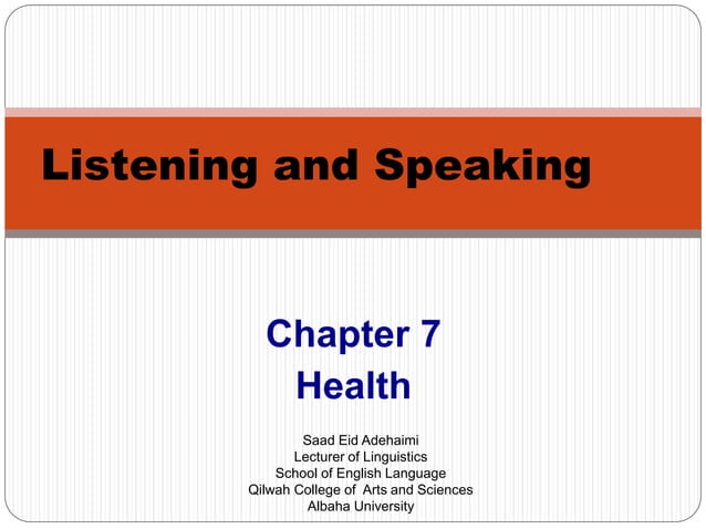 Chapter 7 Health (Interactions 1 Listening and Speaking) | PPTX | Cold ...