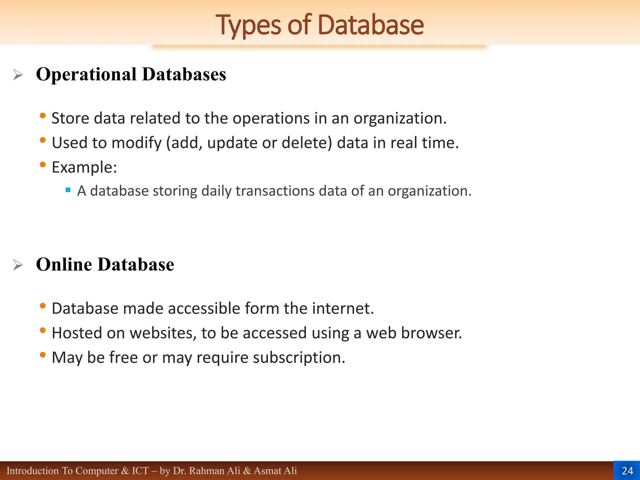 Chapter 7. Databases Chapter In Introduction to Computer. Pptx | PPTX | Databases | Computer ...