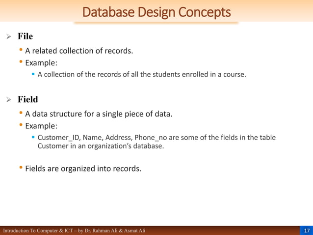 Chapter 7. Databases Chapter In Introduction to Computer. Pptx | PPTX | Databases | Computer ...