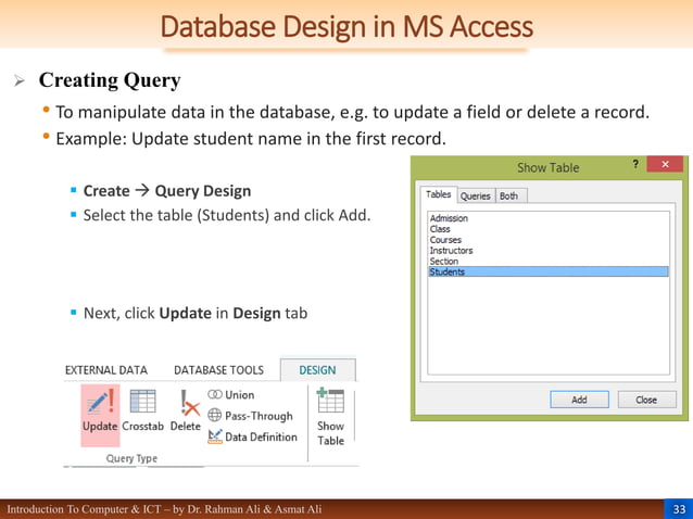 Chapter 7. Databases Chapter In Introduction to Computer. Pptx | PPTX | Databases | Computer ...