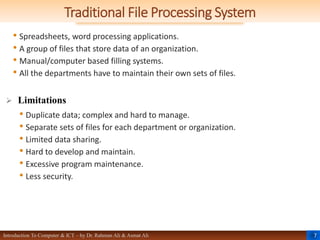 Chapter 7. Databases Chapter In Introduction to Computer. Pptx | PPTX