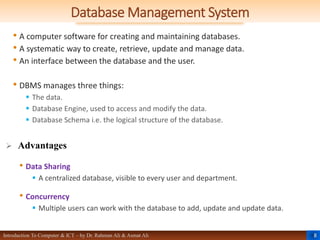 Chapter 7. Databases Chapter In Introduction to Computer. Pptx | PPTX