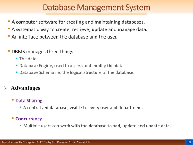 Chapter 7. Databases Chapter In Introduction to Computer. Pptx | PPTX | Databases | Computer ...