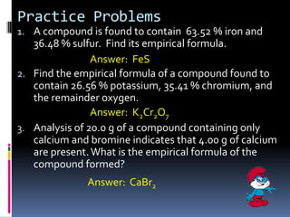 Chapter 7.4 : Determining Chemical Formulas | PPTX