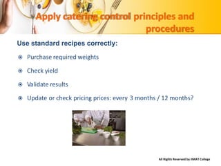 Apply Catering Control Principles and Procedures | PDF