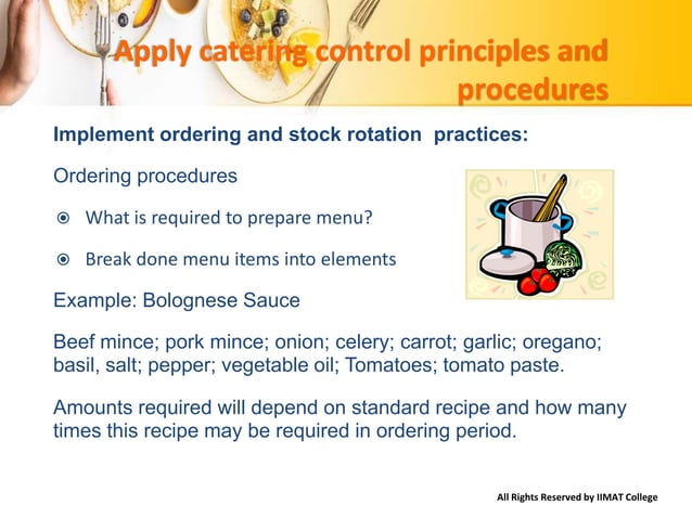 Apply Catering Control Principles and Procedures | PDF | Cooking | Food ...