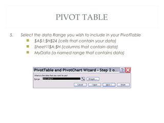 Chapter 7 -DescriptiveStatistics and Pivot Table | PPT