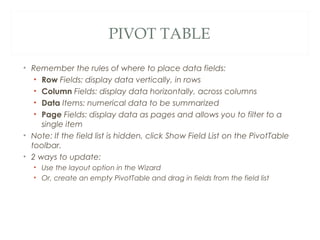 Chapter 7 -DescriptiveStatistics and Pivot Table | PPT