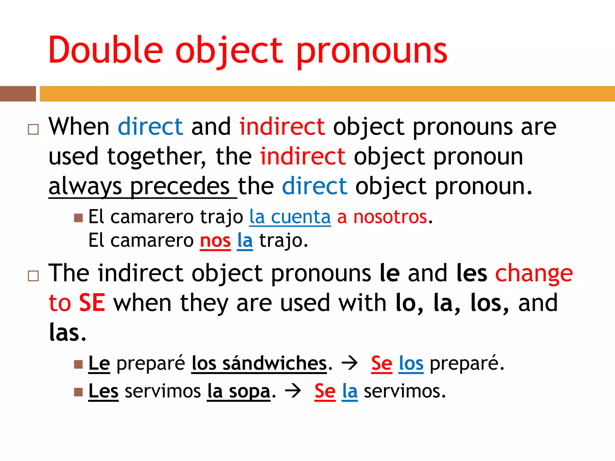 Chapter 7 Double object pronouns | PPT