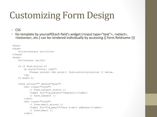 The Django Book - Chapter 7 forms | PDF