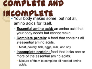 Nutrition: Proteins and Fats | PPT