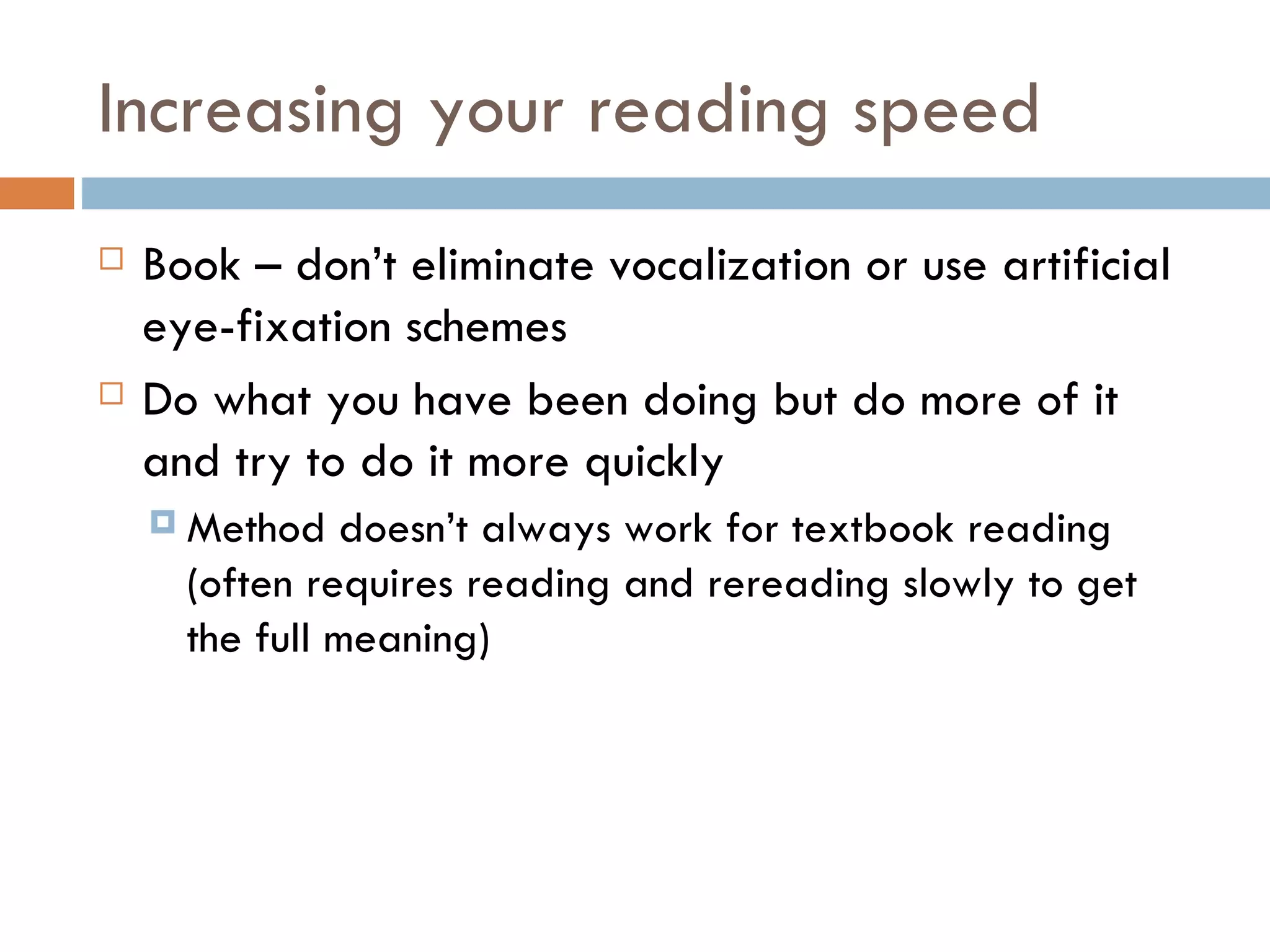 Chapter 7 improving your reading speed and comprehension | PPT