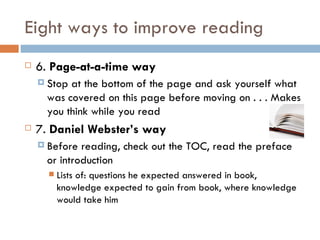 Chapter 7 improving your reading speed and comprehension | PPT
