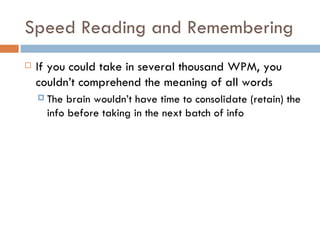 Chapter 7 improving your reading speed and comprehension | PPT