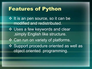 introduction to python | PPTX