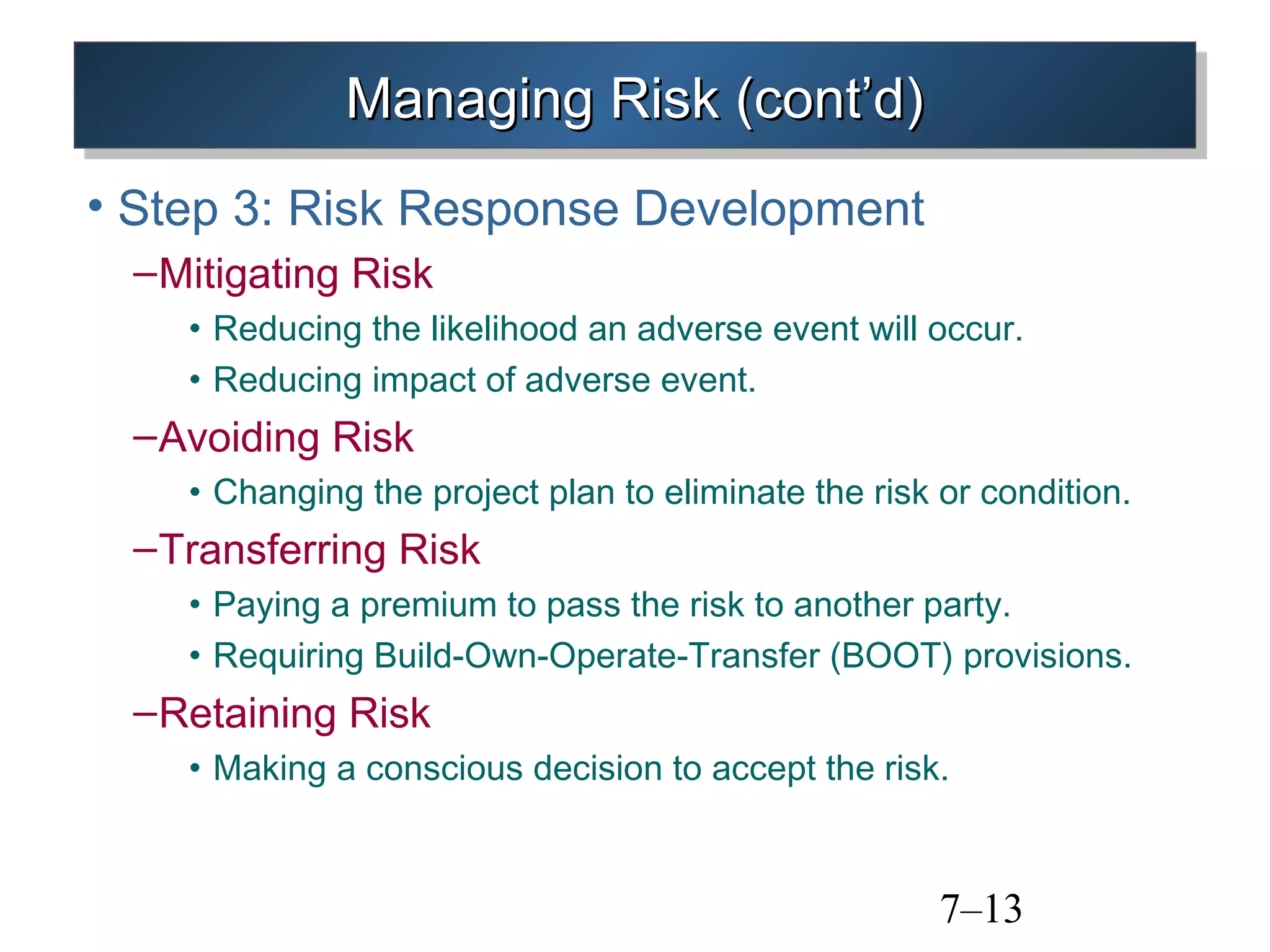 Chapter 7 managing risk | PPT