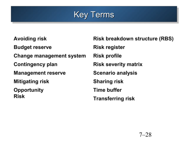 Chapter 7 managing risk | PPT