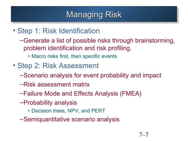 Chapter 7 managing risk | PPT
