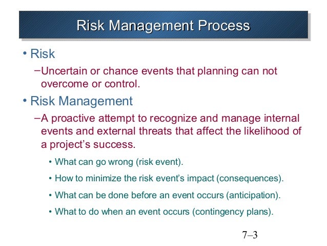 Chapter 7 managing risk