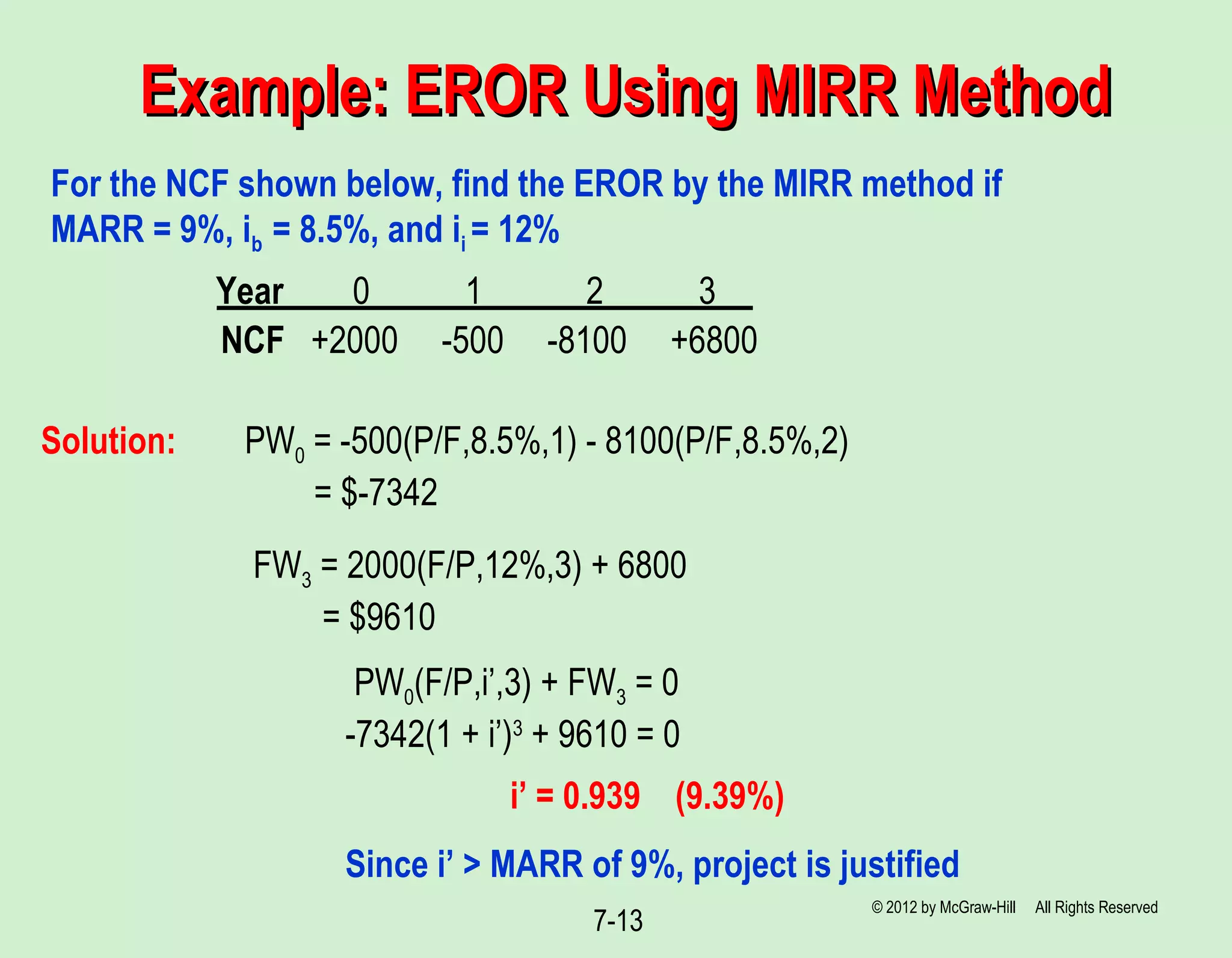 Chapter 7 ror analysis for a single alternative | PPT | Stocks and Bonds | Personal Investing