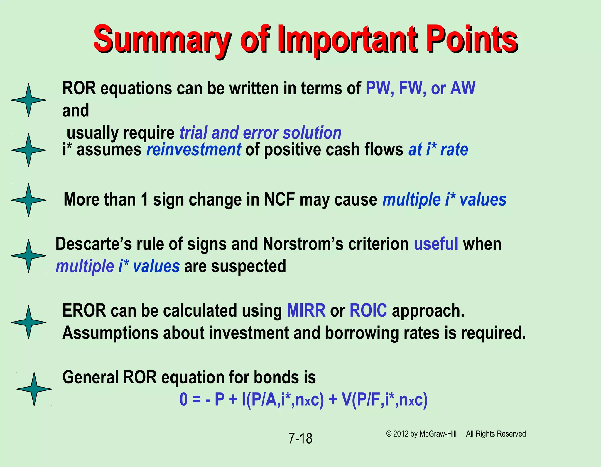 Chapter 7 ror analysis for a single alternative | PPT
