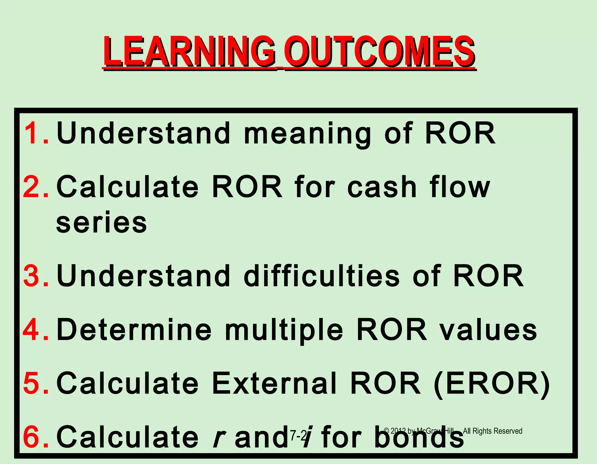 Chapter 7 ror analysis for a single alternative | PPT