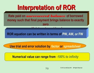 Chapter 7 ror analysis for a single alternative | PPT