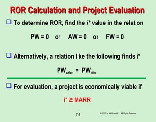 Chapter 7 ror analysis for a single alternative | PPT | Stocks and ...