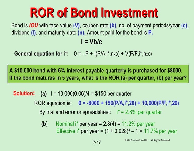 Chapter 7 ror analysis for a single alternative | PPT