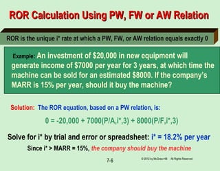 Chapter 7 ror analysis for a single alternative | PPT