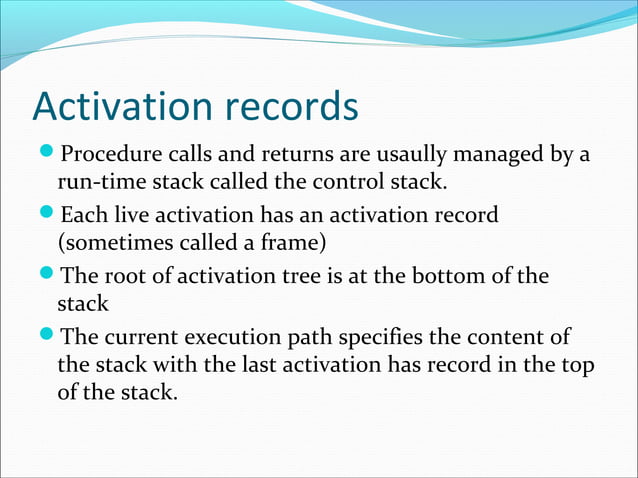 Chapter 7 Run Time Environment | PPT