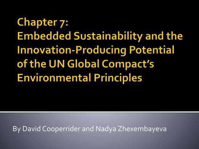 Chapter 7 ungc environmental principles | PPTX | Environmental Services Industry | Industries