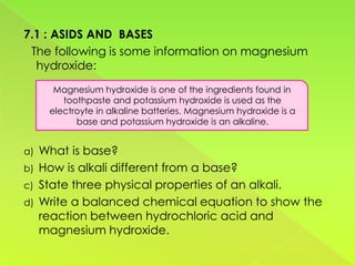 Chapter 7 Acid & Bases part 1 | PPTX