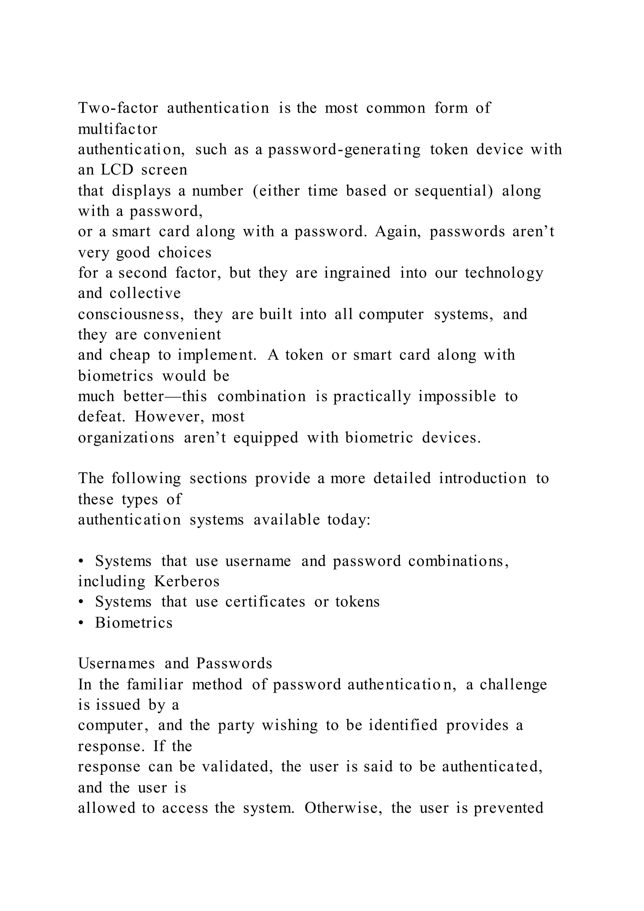 CHAPTER 7 Authentication and Authorization On | DOCX