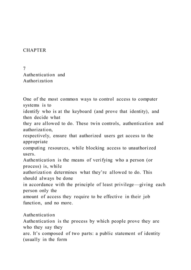 Chapter 7 Authentication And Authorization On Pdf