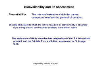 Bioavailability and Bioequivalence | PPT