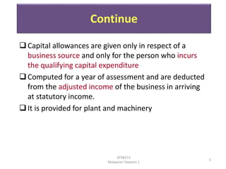 Chapter 7; capital allowances students | PPTX