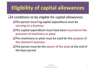Chapter 7; capital allowances students | PPTX