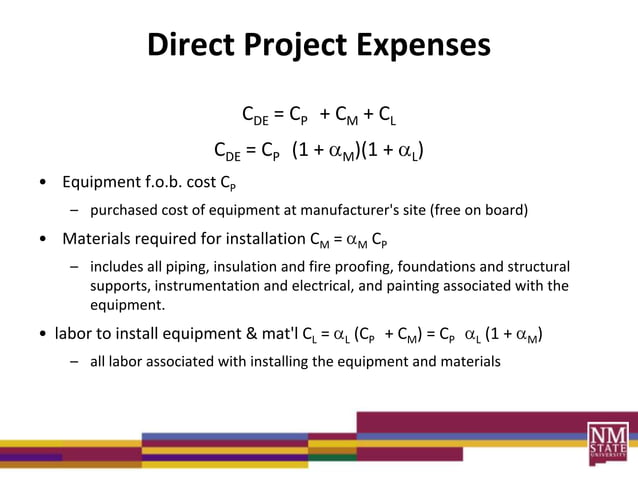 Chapter 7 capital cost estimation | PPTX