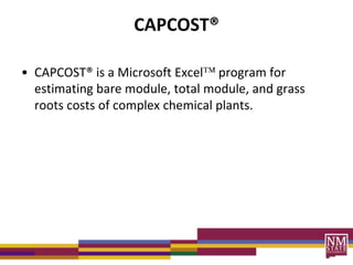 Chapter 7 capital cost estimation | PPTX