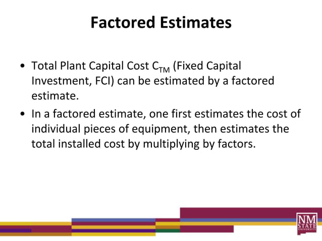 Chapter 7 capital cost estimation | PPTX