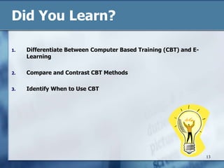 Computer Based Training Methods | PPTX